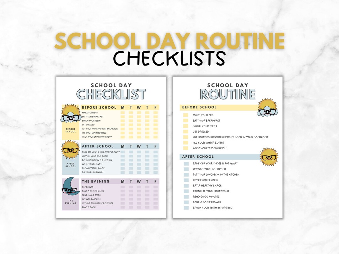 Kids Daily School Routine Checklist | Ready for School Printable ...