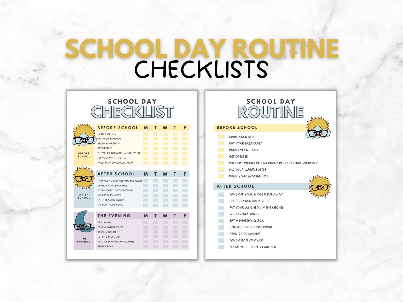 Kids Daily School Routine Checklist | Ready for School Printable ...