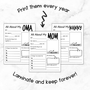 Mothers Day Printables All About My Mom, Step Mom, Bonus Mom, Grandma ...