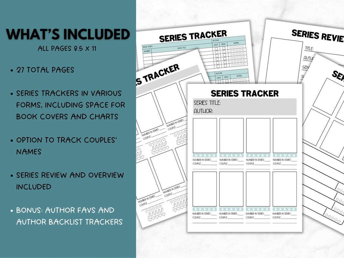 Reading Lovers Book Series Trackers | Printable Reading Journal ...