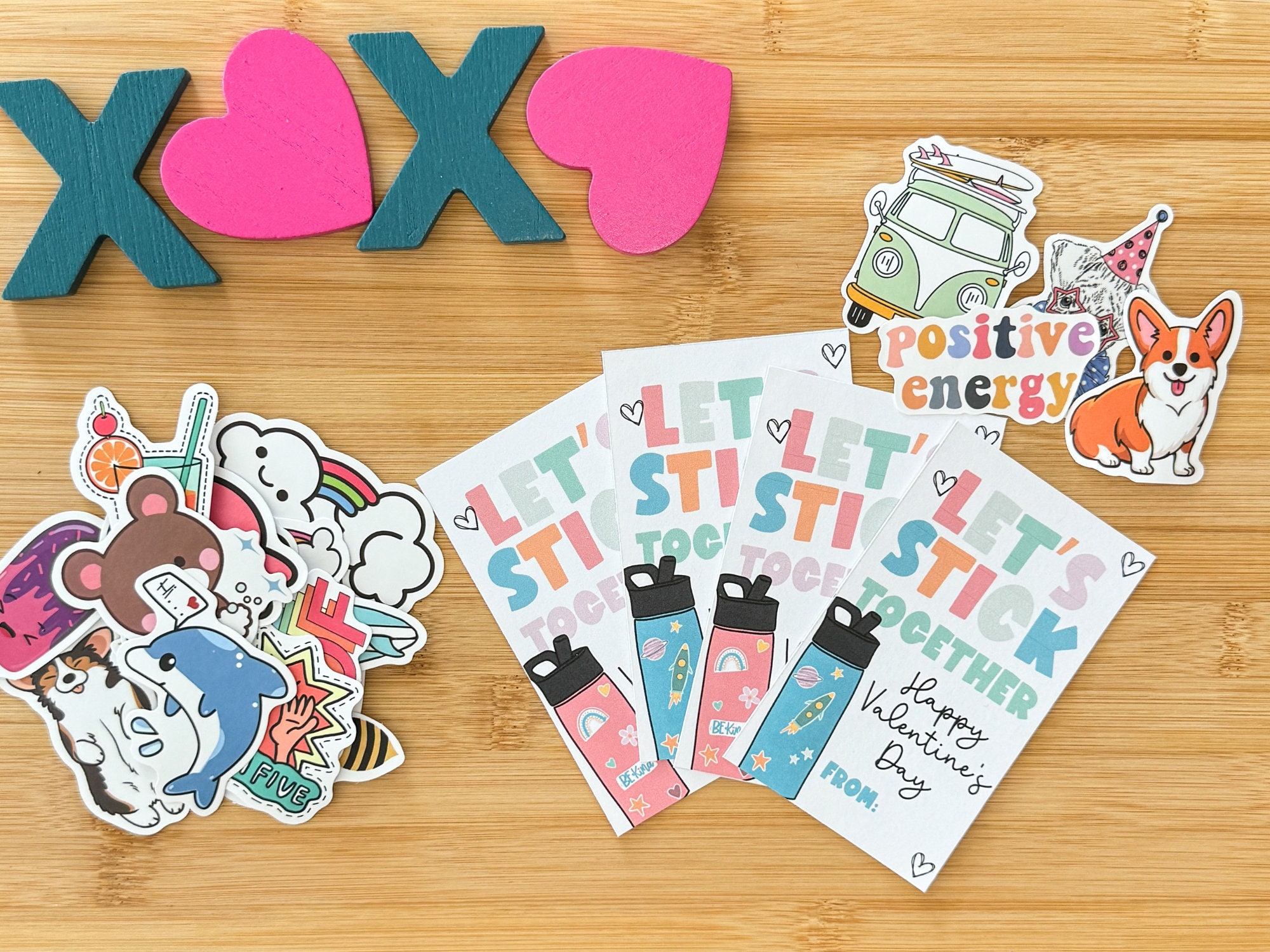 Printable Valentines Sticker Valentines Let's Stick Together Valentines ...