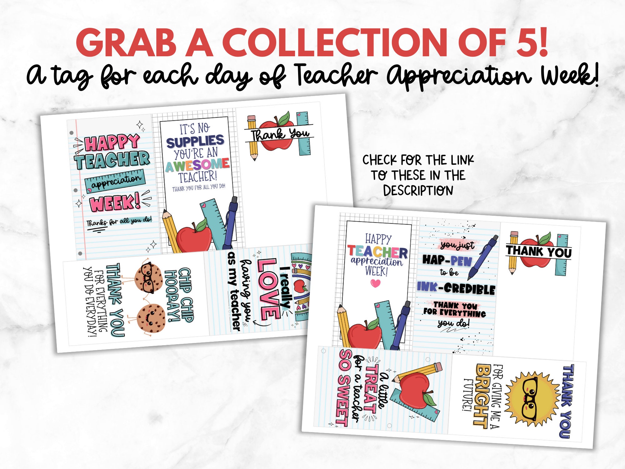 Teacher Appreciation Gift Tags Thank You Tag School Employee ...
