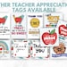 Teacher Appreciation Gift Tags | Thank You Tag | School Employee ...