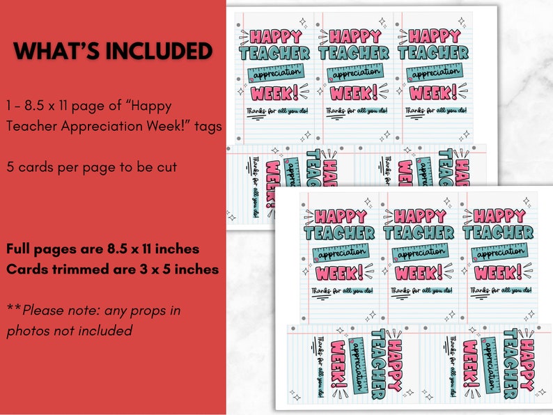 Teacher Appreciation Gift Tags Thank You Tag School Employee ...