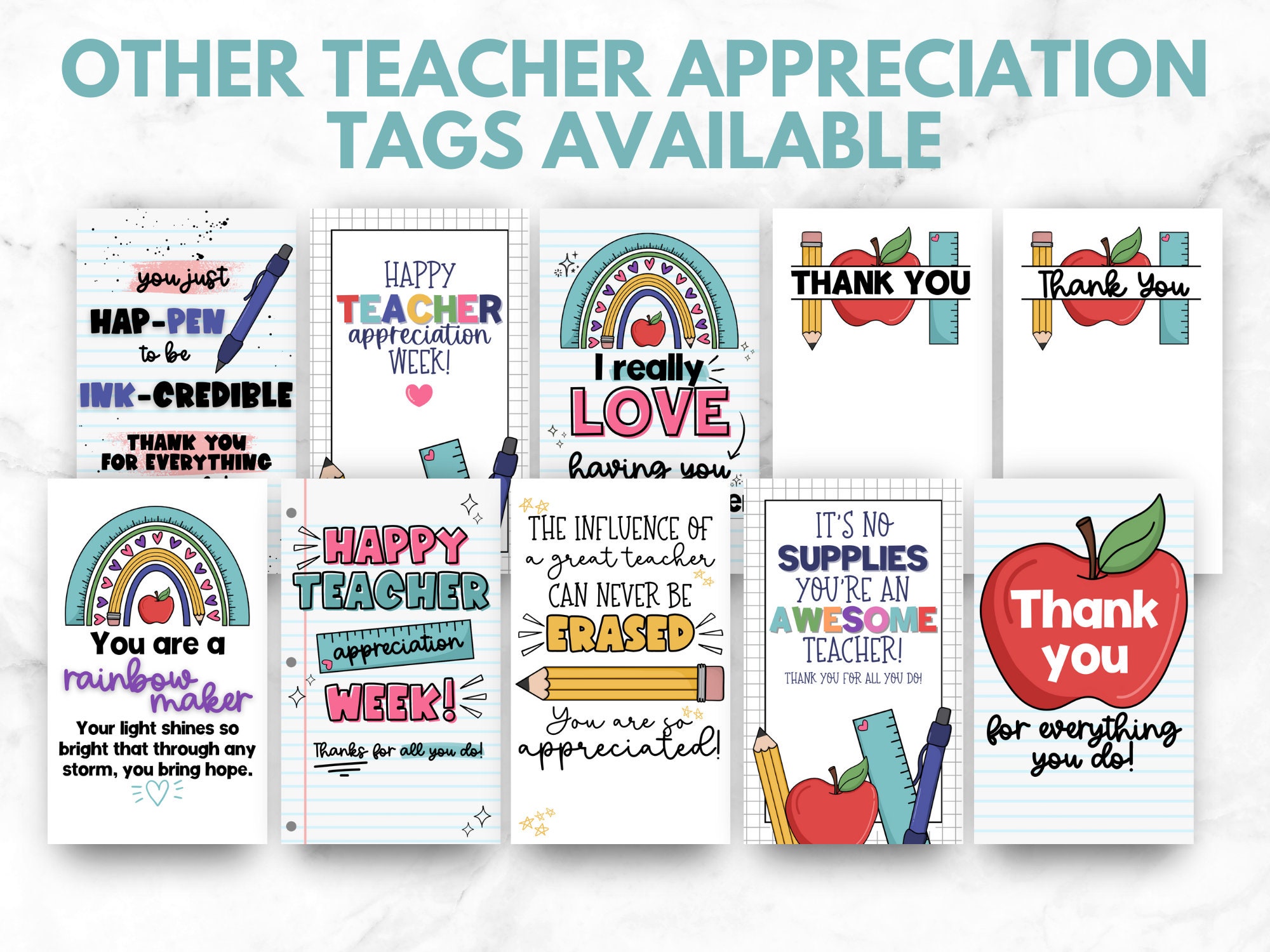Teacher Appreciation Gift Tags | Thank You Tags | School Employee ...