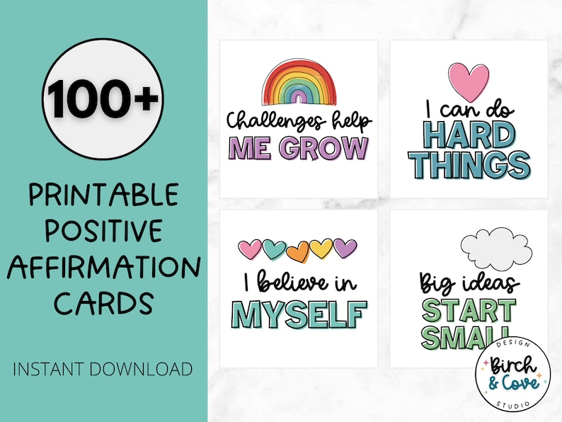 Positive Affirmations for Kids & Adults Growth Mindset - Etsy
