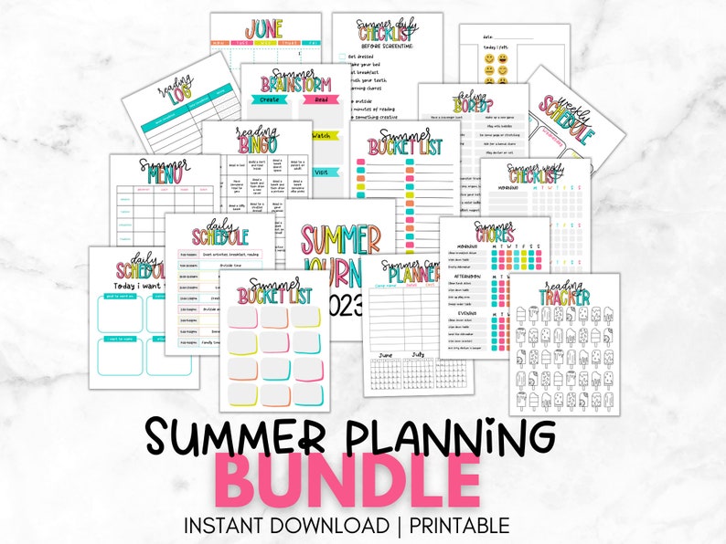 Summer Planning Bundle | Printables for Summer | Bucketlist, Chores ...