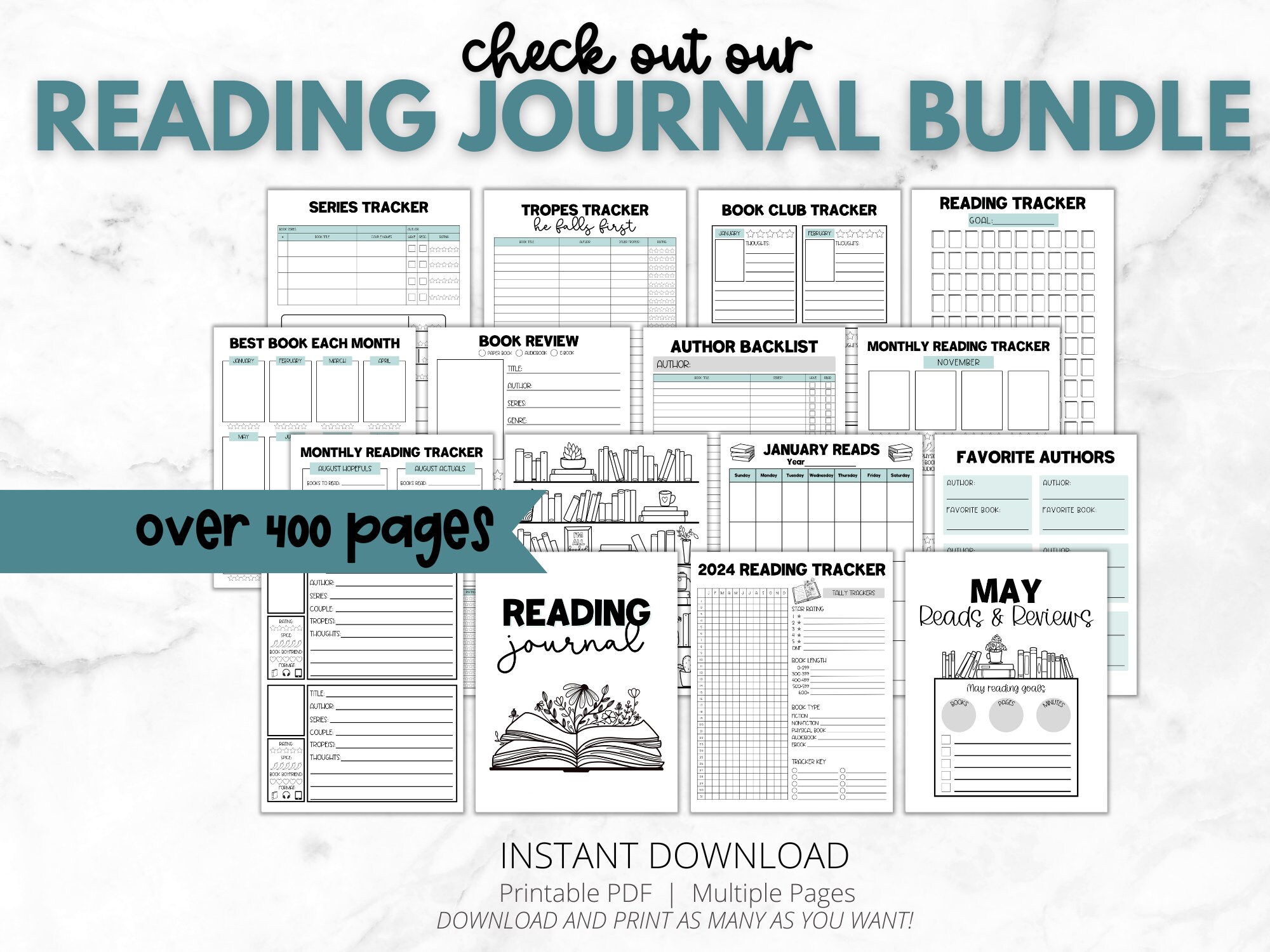 Reading Lovers Book Tropes Trackers | Printable Reading Journal ...