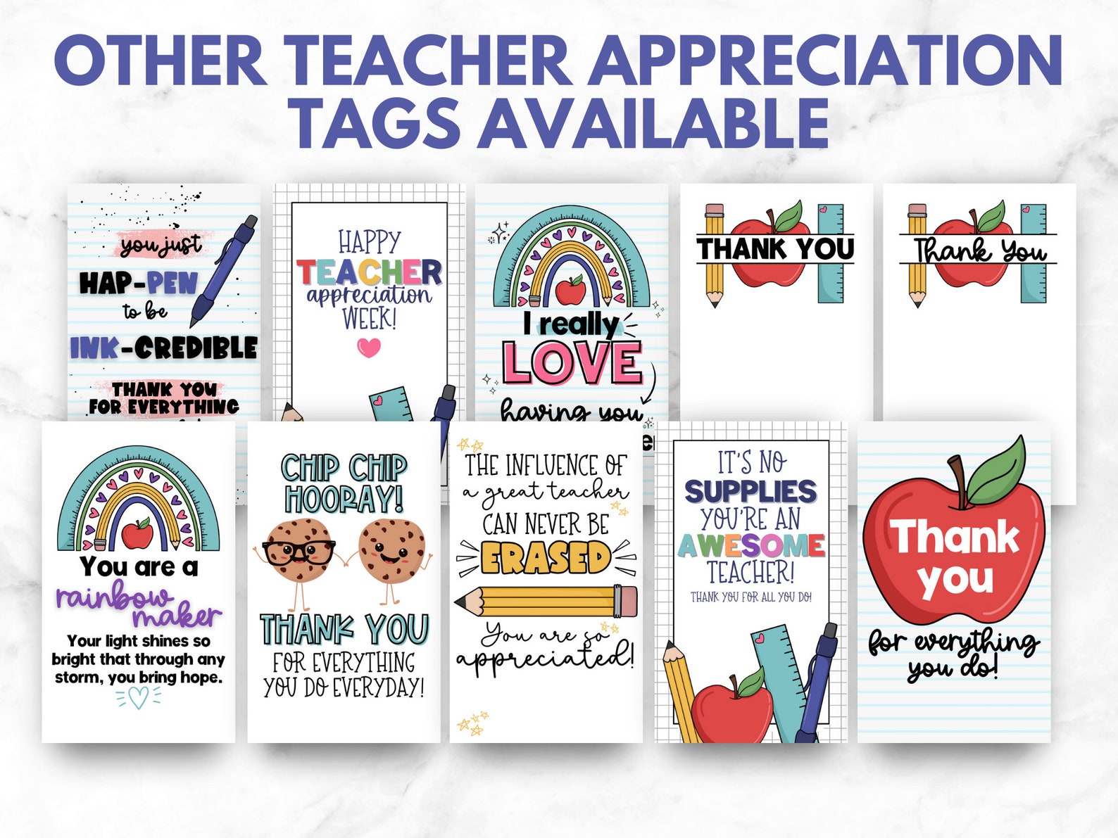 Teacher Appreciation Gift Tags | Thank You Tags | School Employee ...