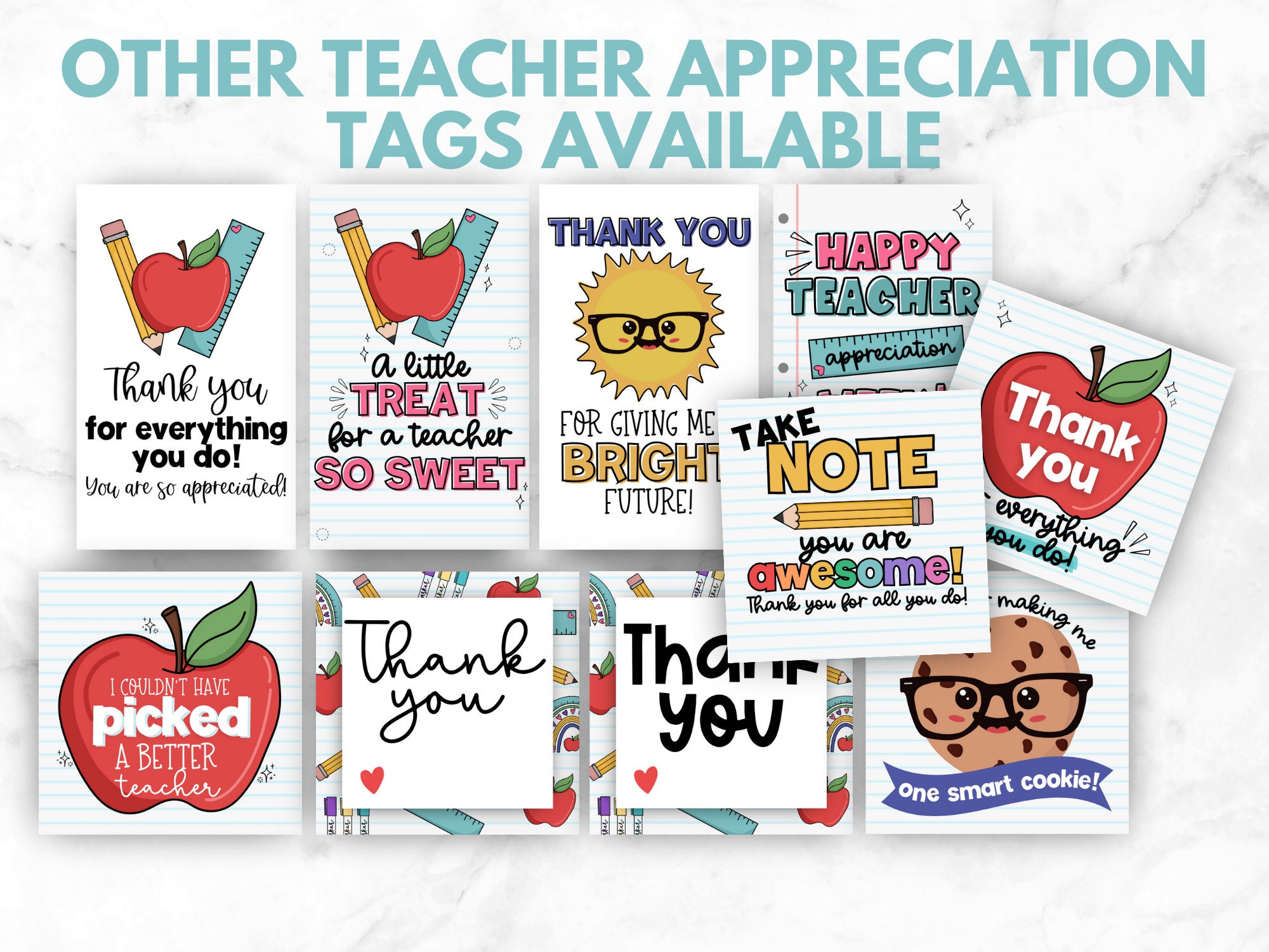 Teacher Appreciation Gift Tags | Thank You Tags | School Employee ...