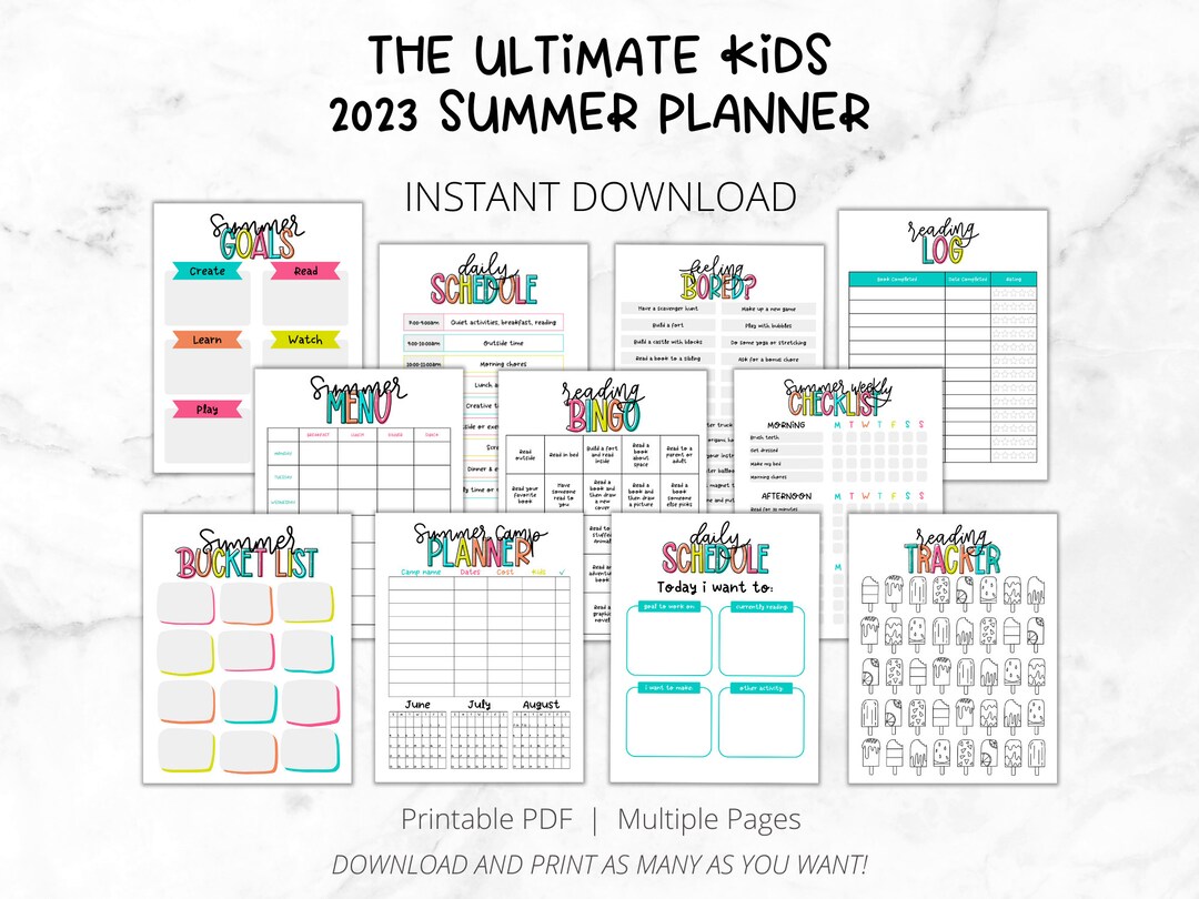 Summer Planning Bundle | Printables for Summer | Bucketlist, Chores ...