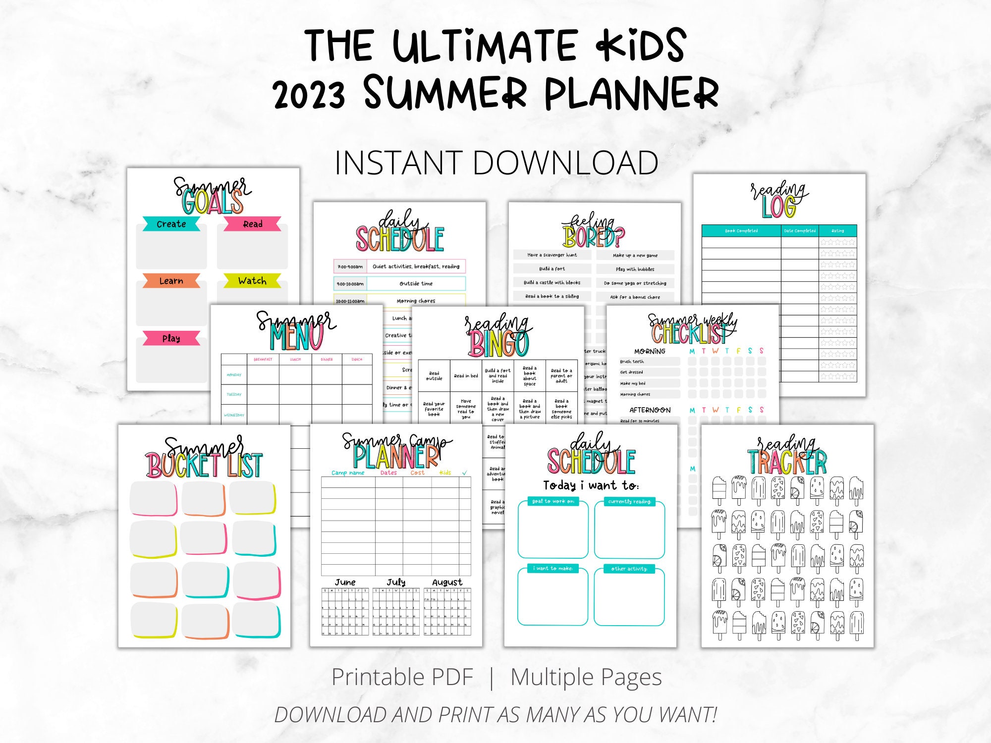 Summer Planning Bundle | Printables for Summer | Bucketlist, Chores ...