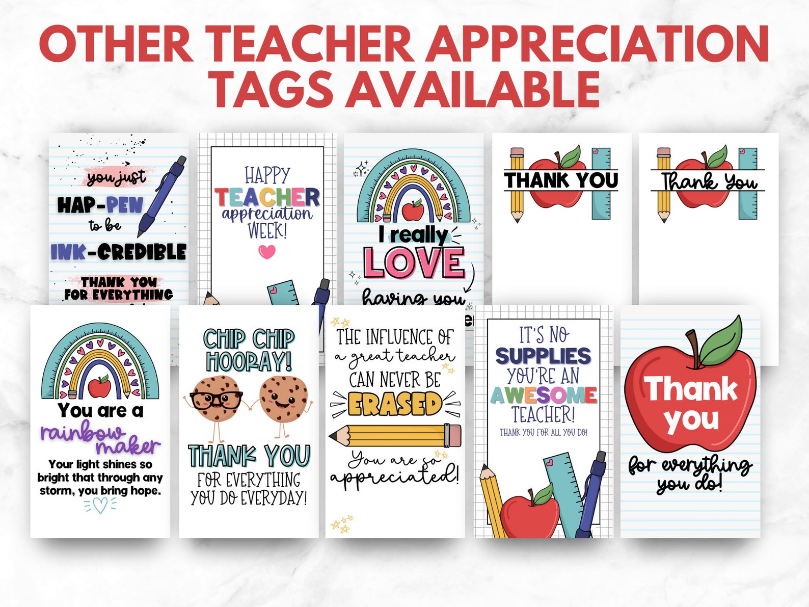 Teacher Appreciation Gift Tags | Thank You Tags | School Employee ...