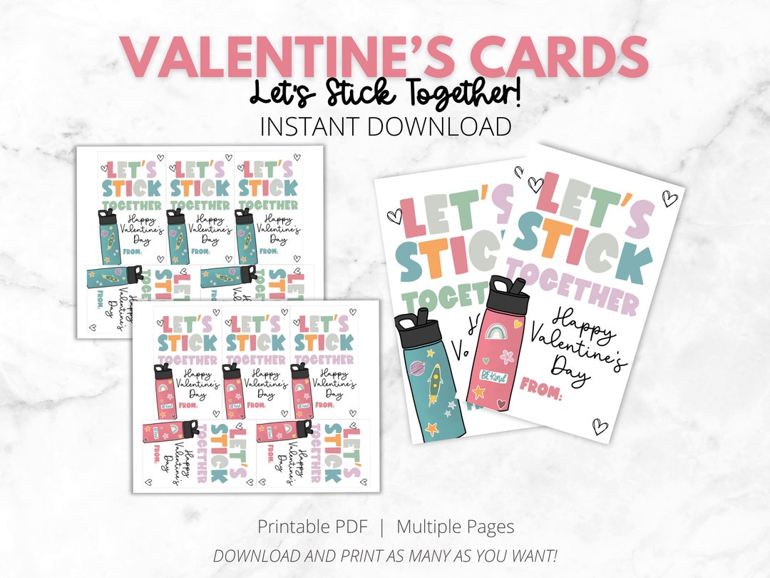 Printable Valentines | Sticker Valentines | Let's Stick Together ...