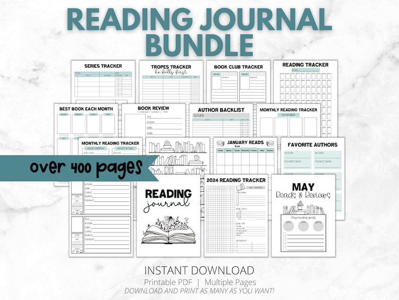 Reading Journal, Planner, Tracker | Book Lovers Printable Reading ...