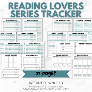 Reading Lovers Book Series Trackers | Printable Reading Journal ...