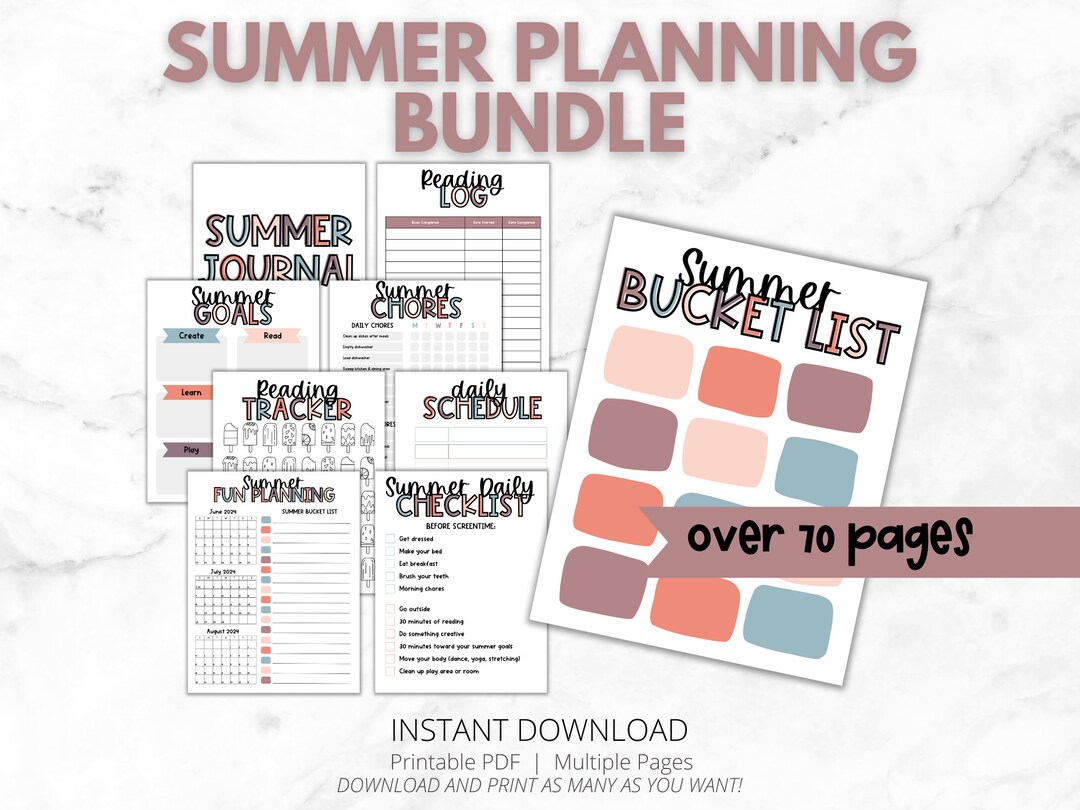 Summer Planning Kit | Summer Bucket List | Summer Calendar | Summer ...