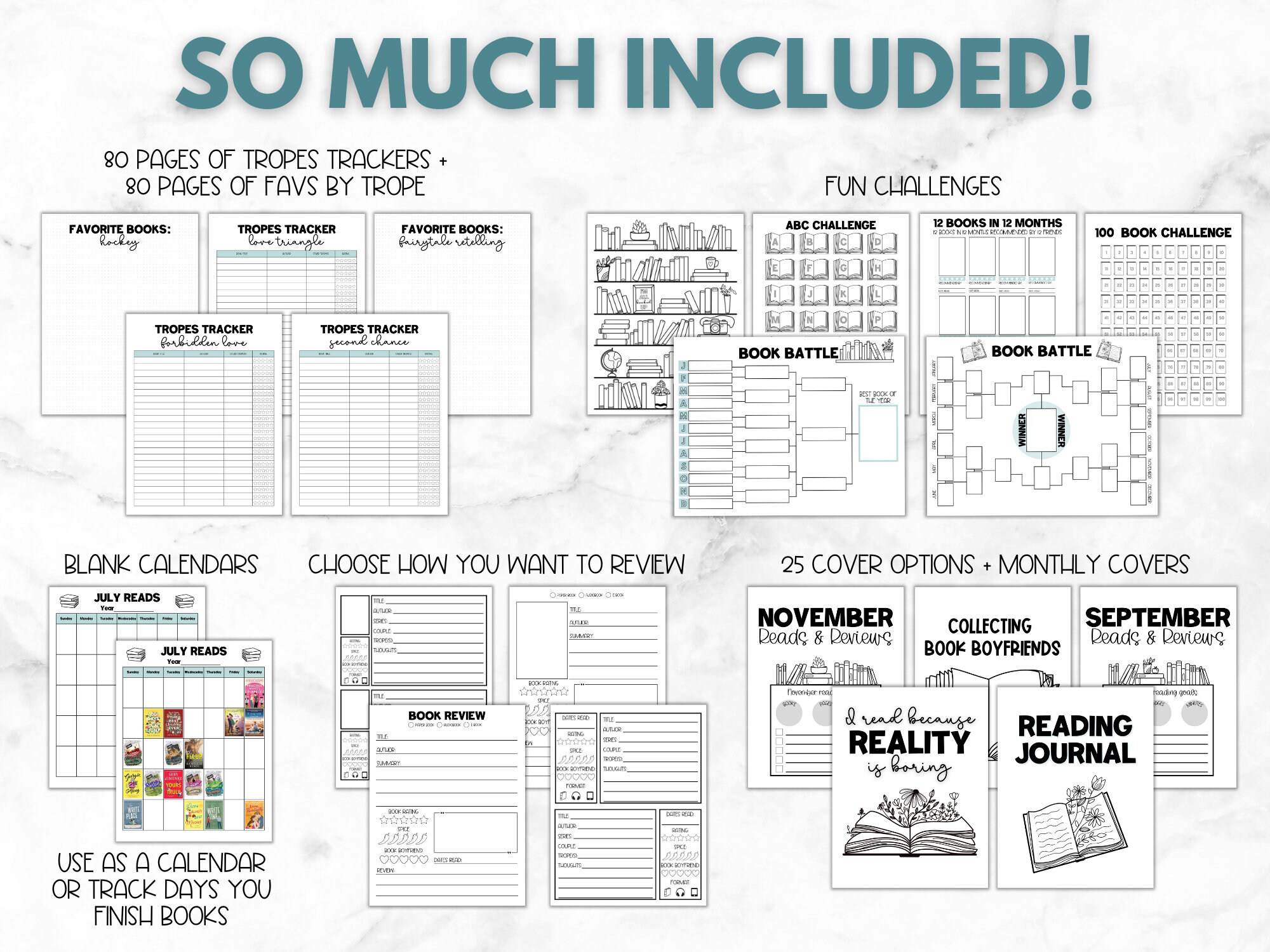 Reading Journal, Planner, Tracker | Book Lovers Printable Reading ...