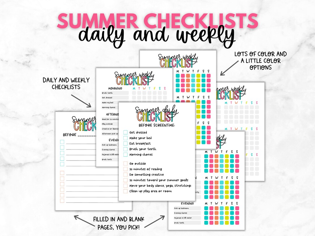 Summer Checklists | Summer Checklists for Kids | Before Screentime ...