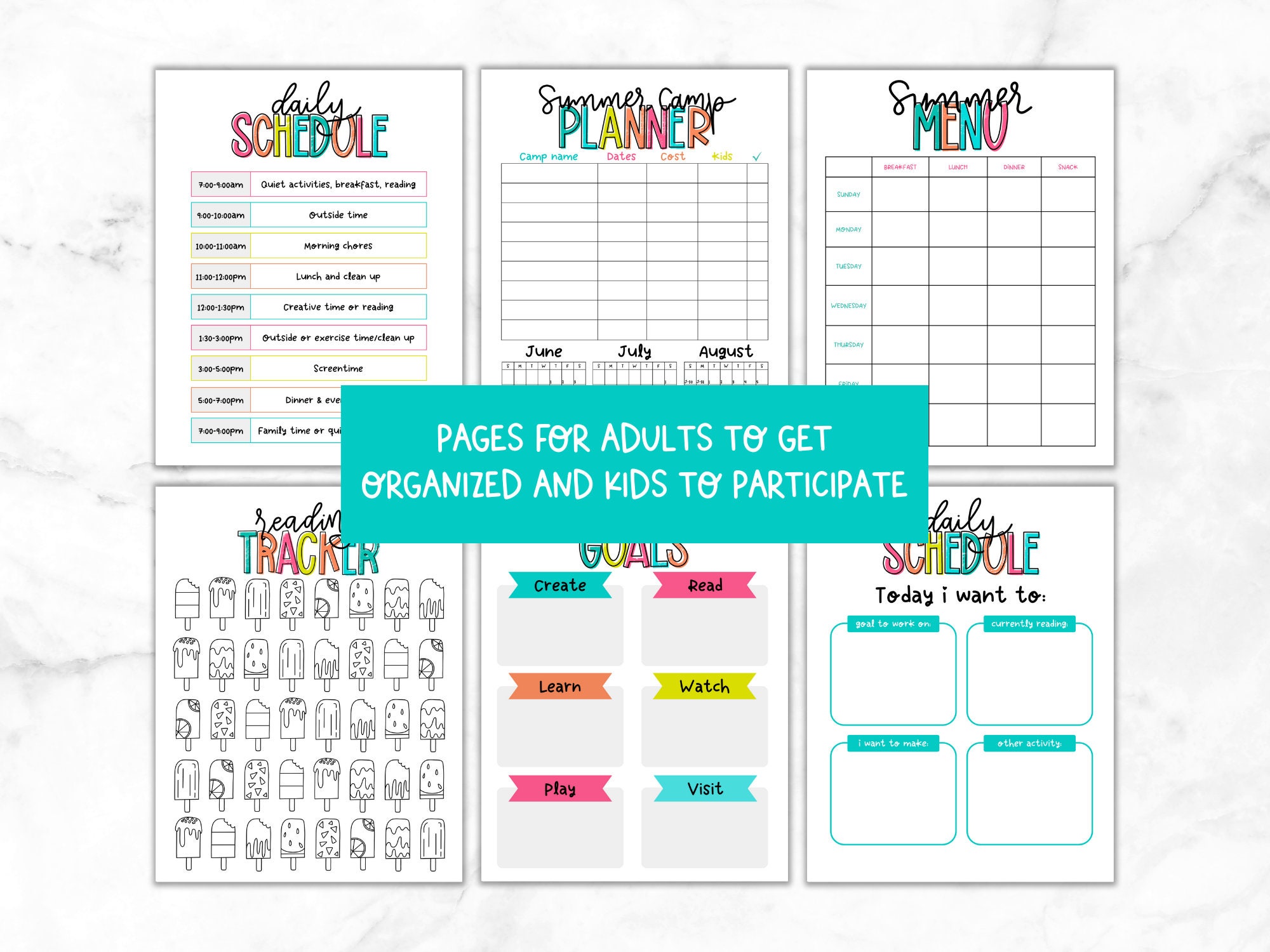 Summer Planning Bundle | Printables for Summer | Bucketlist, Chores ...