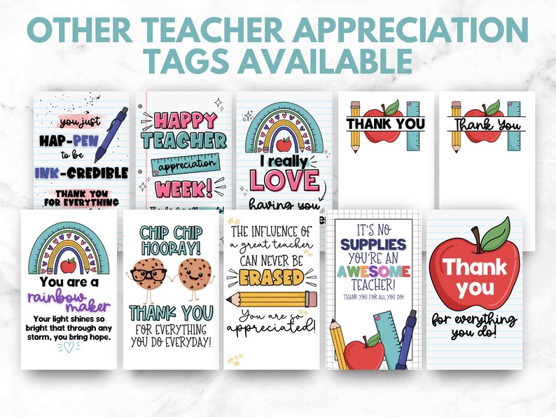 Teacher Appreciation Gift Tags | Thank You Tags | School Employee ...