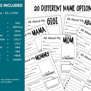 Mothers Day Printables All About My Mom, Step Mom, Bonus Mom, Grandma ...