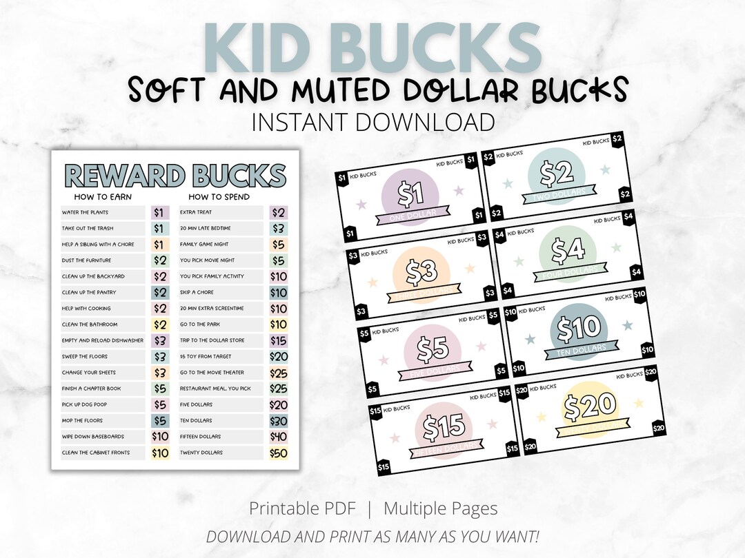 Mom Bucks/kid Bucks | Editable Parent Reward System | Pretend Play ...