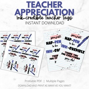Teacher Appreciation Gift Tags | Thank You Tags | School Employee ...