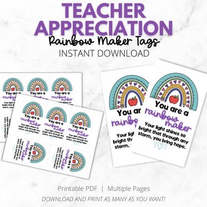 Teacher Appreciation Gift Tags | Thank You Tags | School Employee ...