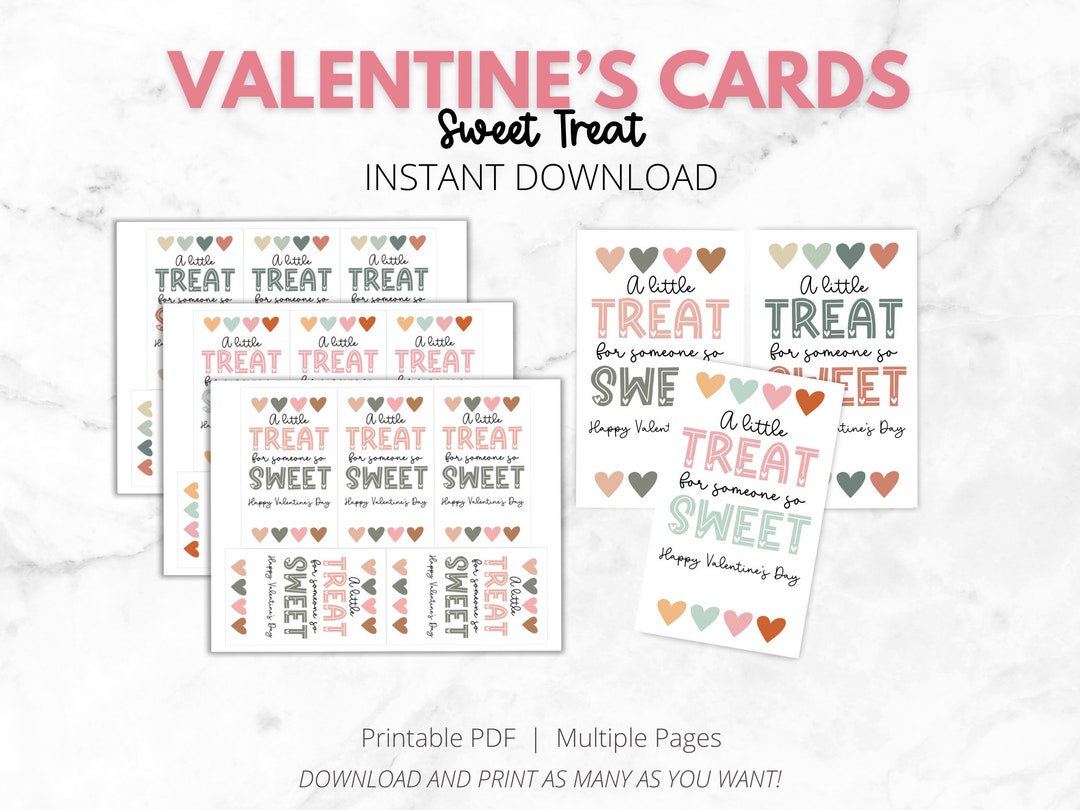 Printable Valentines Sweet Treat Valentines Teacher Valentine Cards ...