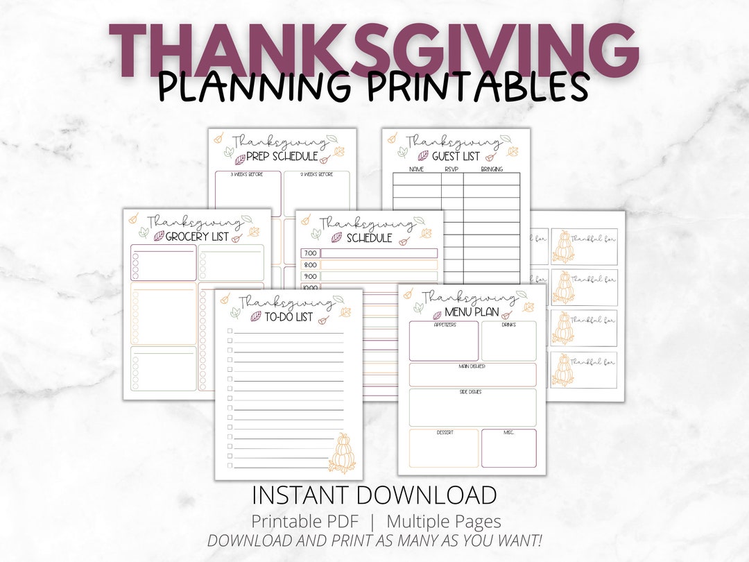 Thanksgiving Hosting Planning Printables | Thanksgiving Menu Plan ...