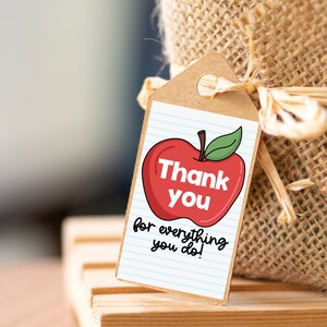 Teacher Appreciation Gift Tags | Thank You Tag | School Employee ...