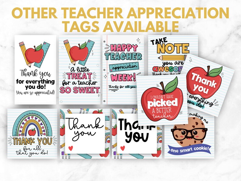 Teacher Appreciation Gift Tags Thank You Tags School Employee ...