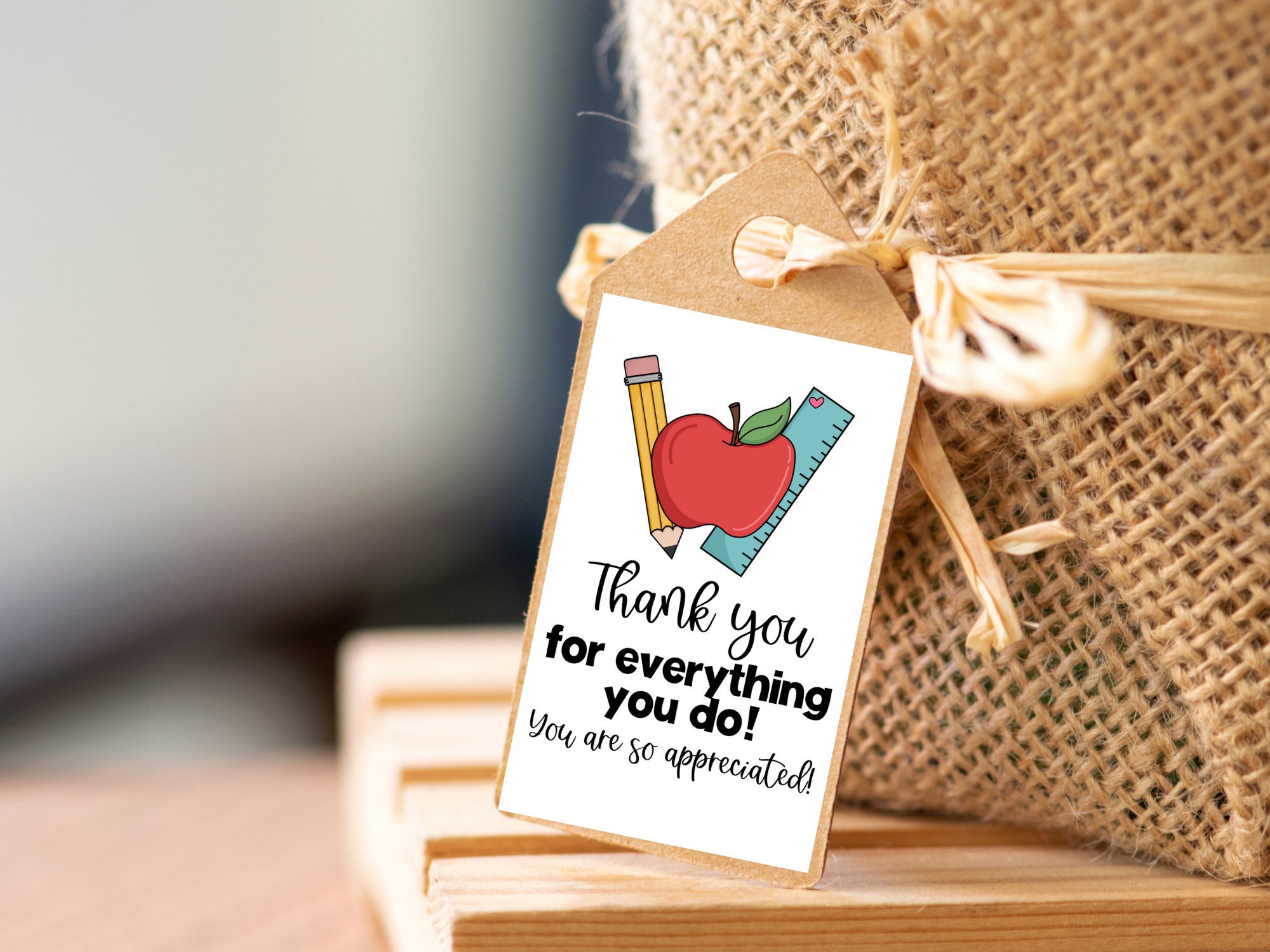 Teacher Appreciation Gift Tags | Thank You Tag | School Employee ...