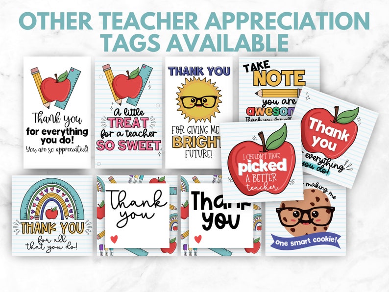Teacher Appreciation Gift Tags Thank You Tags School Employee ...