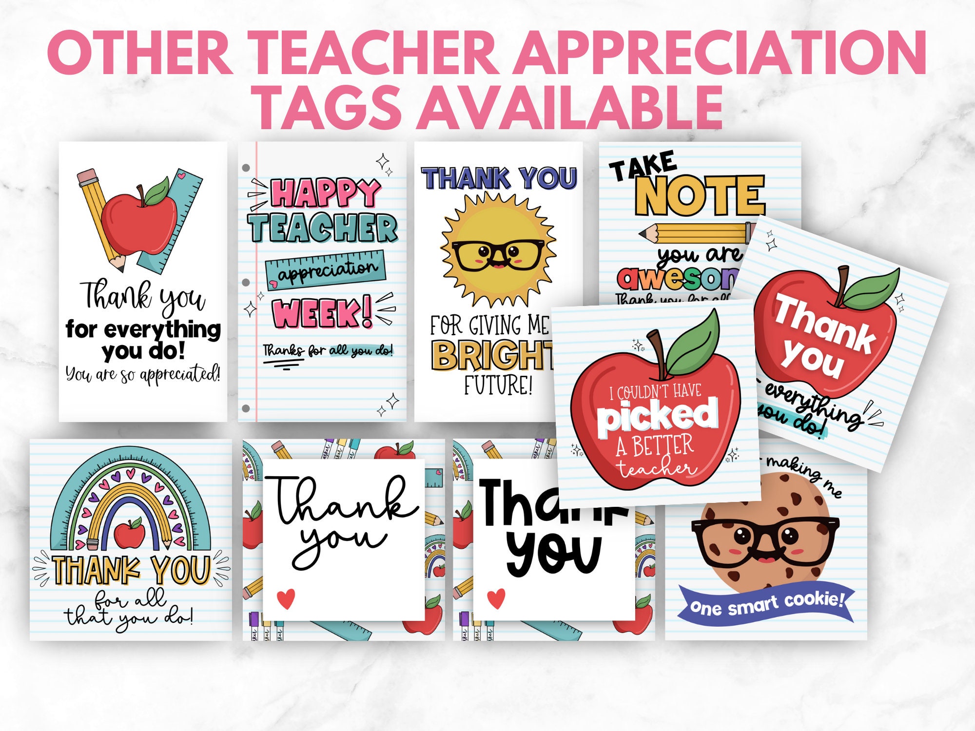 Teacher Appreciation Gift Tags Thank You Tags School Employee ...