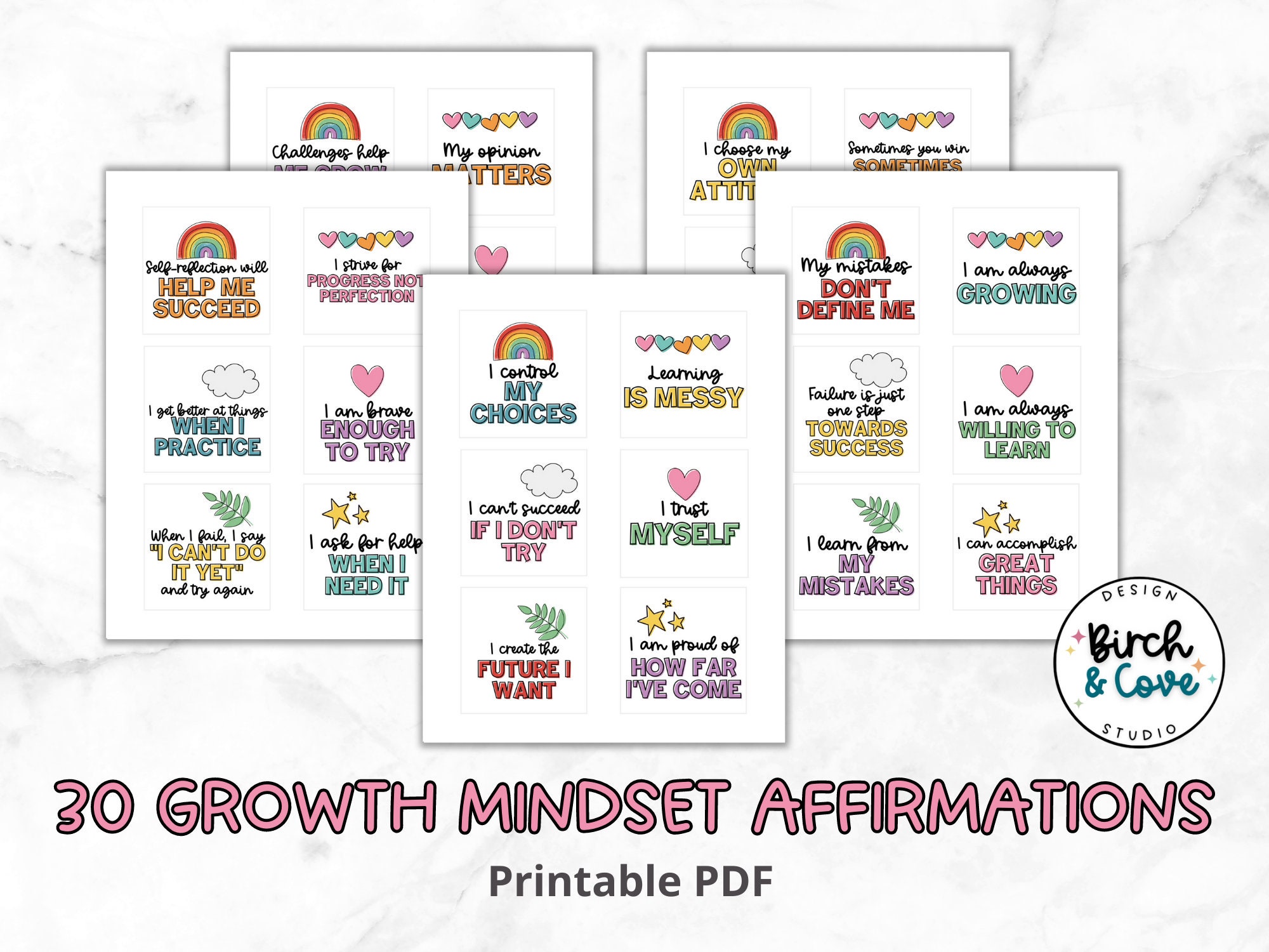 Positive Affirmations for Kids & Adults Growth Mindset Affirmations Fun ...