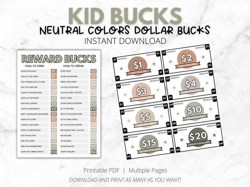 Mom Bucks/kid Bucks | Editable Parent Reward System | Pretend Play ...