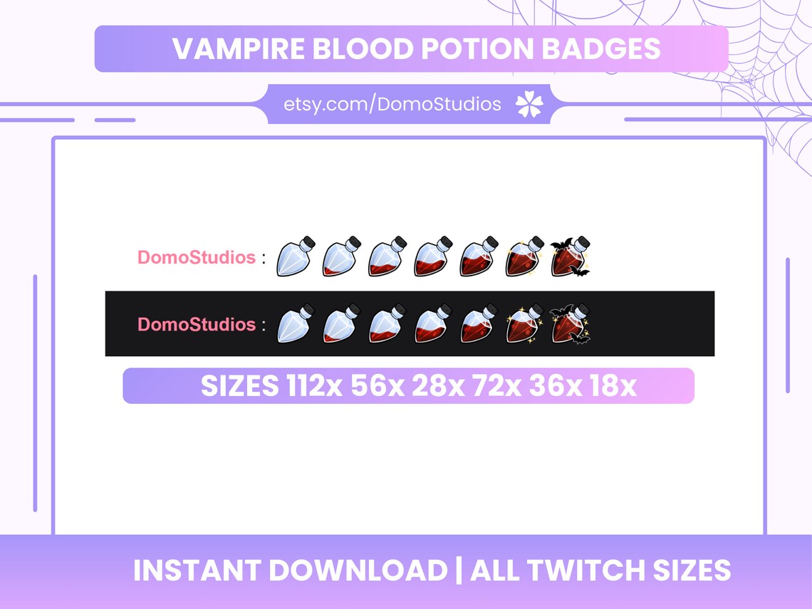 Vampire Blood Potion Badges | Gothic Assets Bundle | Dark Bottle Sub ...