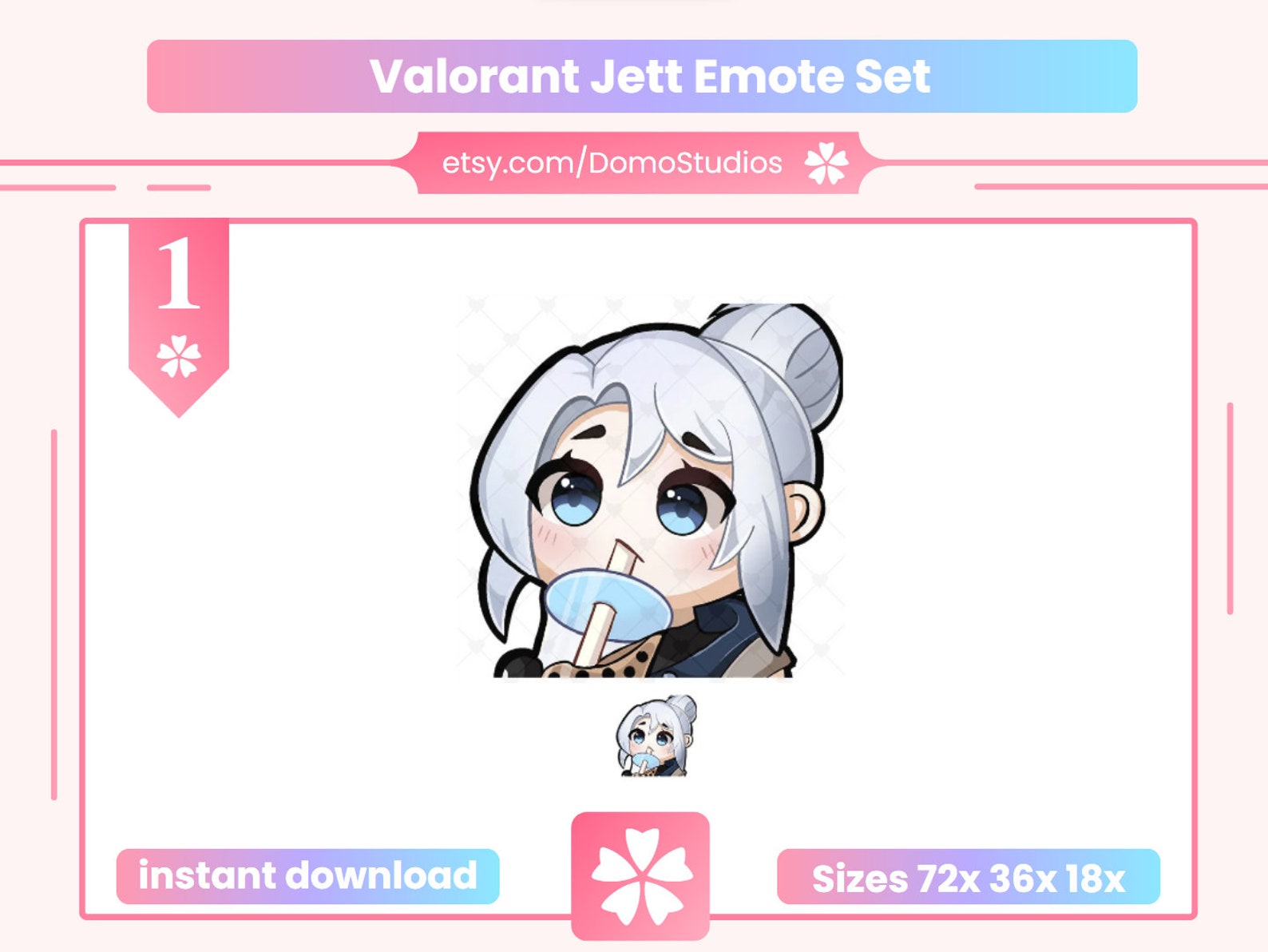 Valorant Jett Drinking Boba Emote for Twitch/discord/youtube Valorant ...