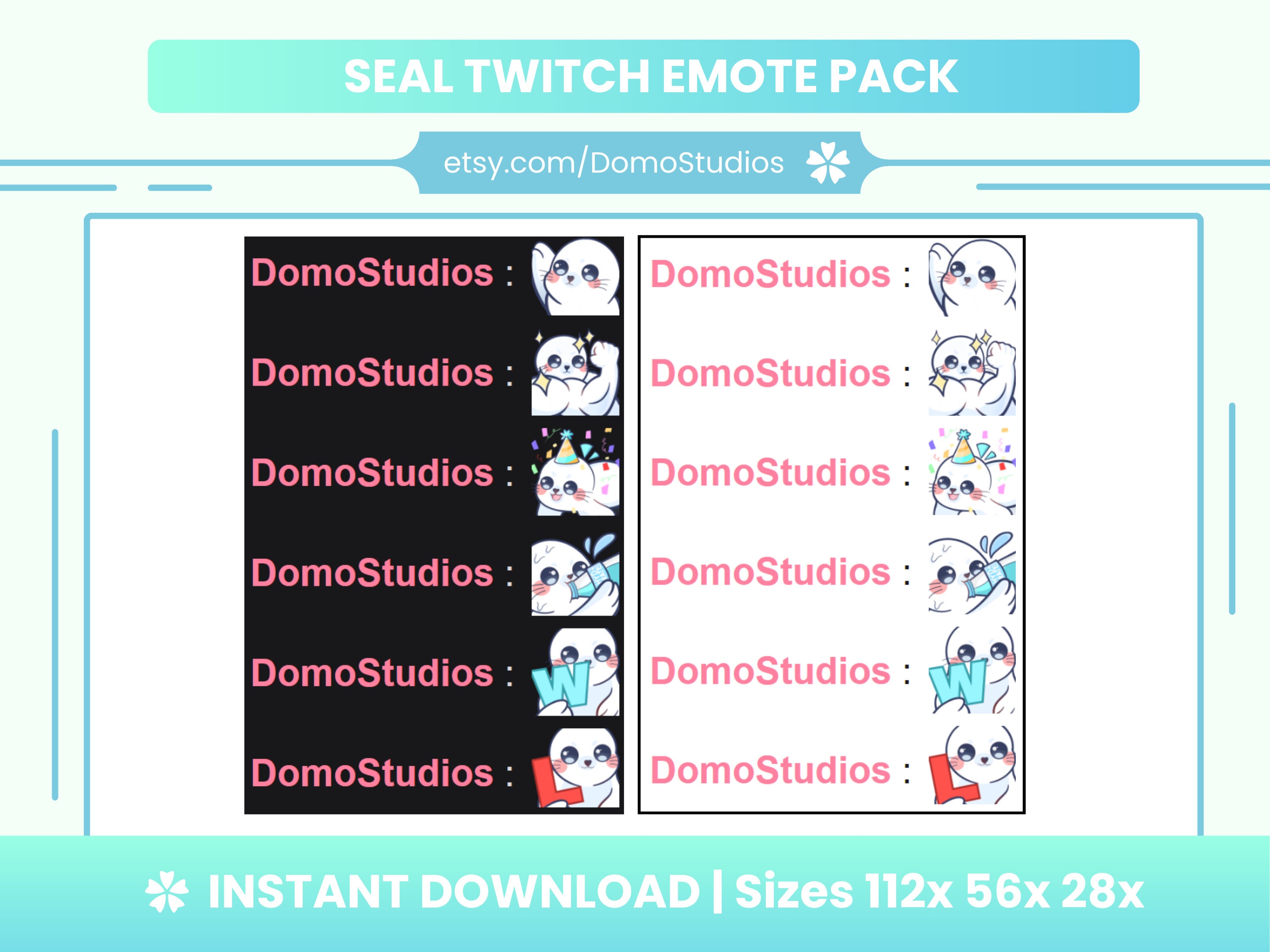 Chibi Seal Emote Bundle Fun Premade Animal Emotes 6 Emotes for Discord ...