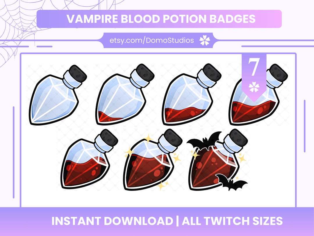 Vampire Blood Potion Badges | Gothic Assets Bundle | Dark Bottle Sub ...