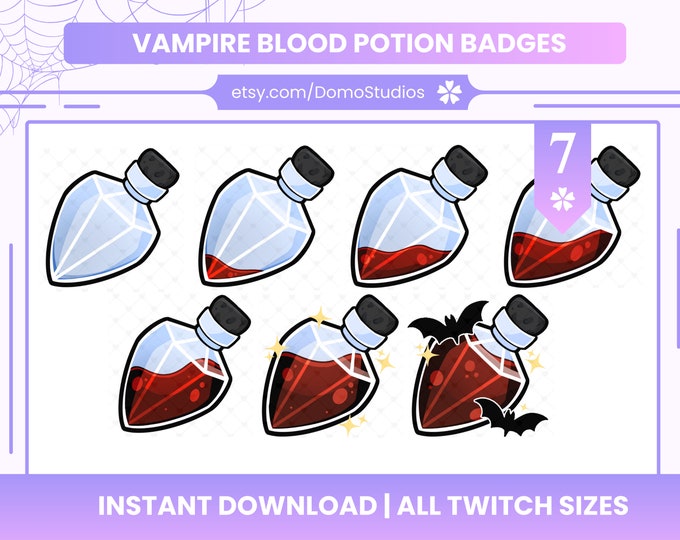 Vampire Blood Potion Badges | Gothic Assets Bundle | Dark Bottle Sub ...
