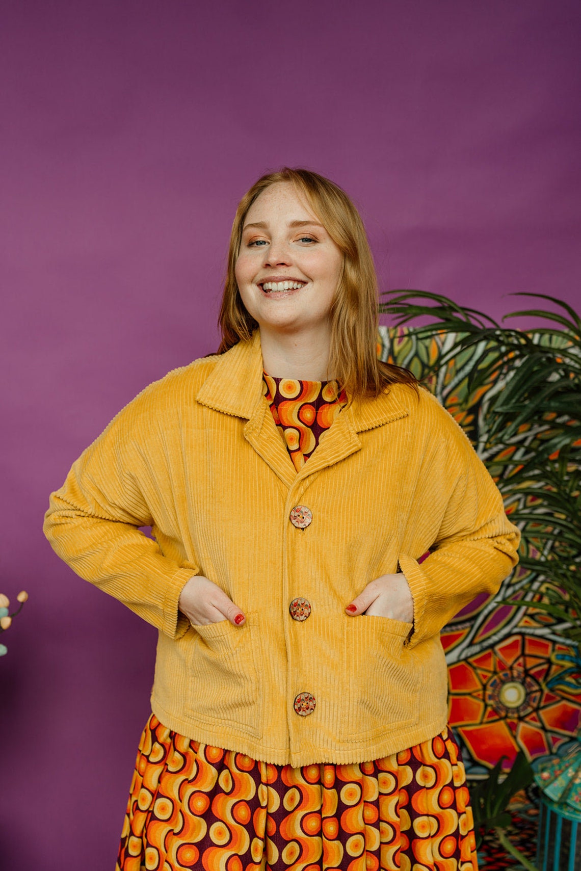 Corduroy Cropped Chore Jacket in Yellow - Etsy