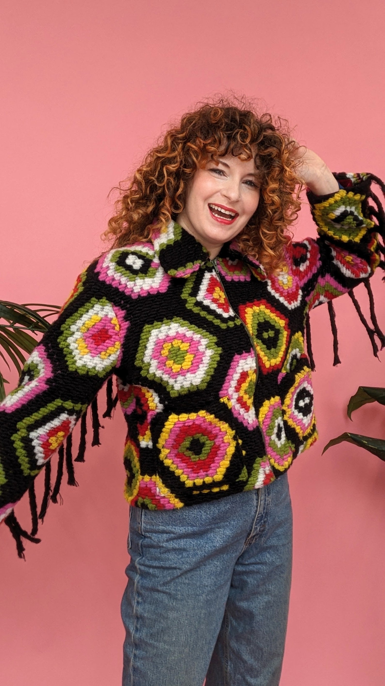 Crochet Trophy Jacket in Black Multi - Etsy