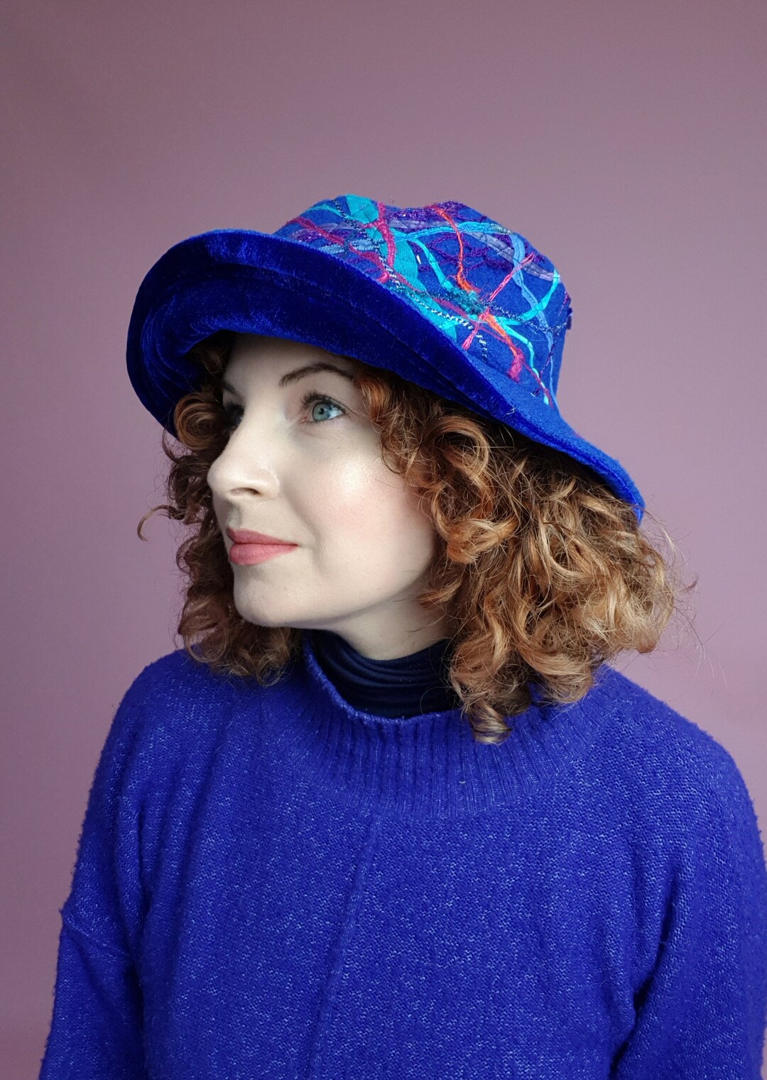 Boiled Wool Brimmed Hat in Royal Blue - Etsy