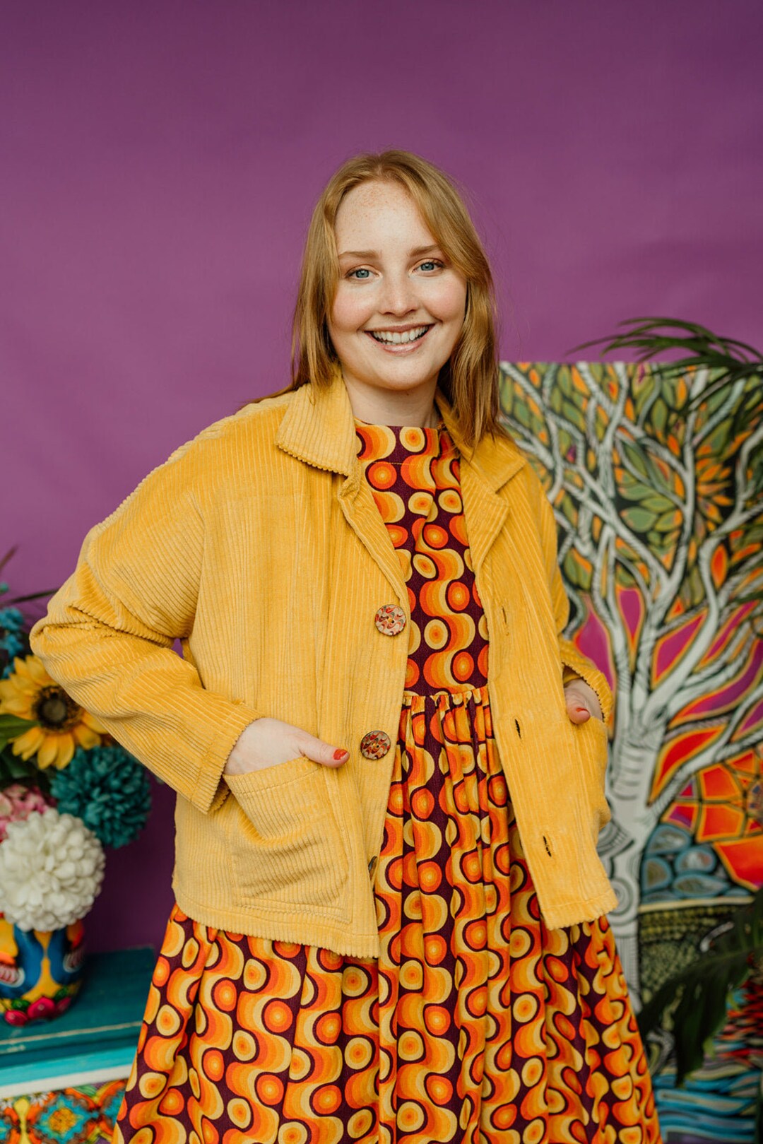 Corduroy Cropped Chore Jacket in Yellow - Etsy