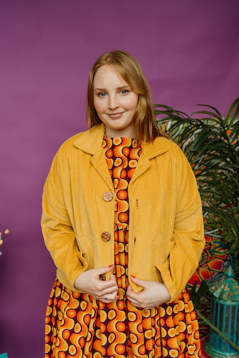 Corduroy Cropped Chore Jacket in Yellow - Etsy