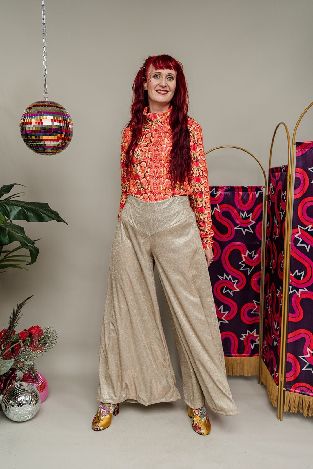 Long Sleeved Turtleneck in Fiery Python - Etsy