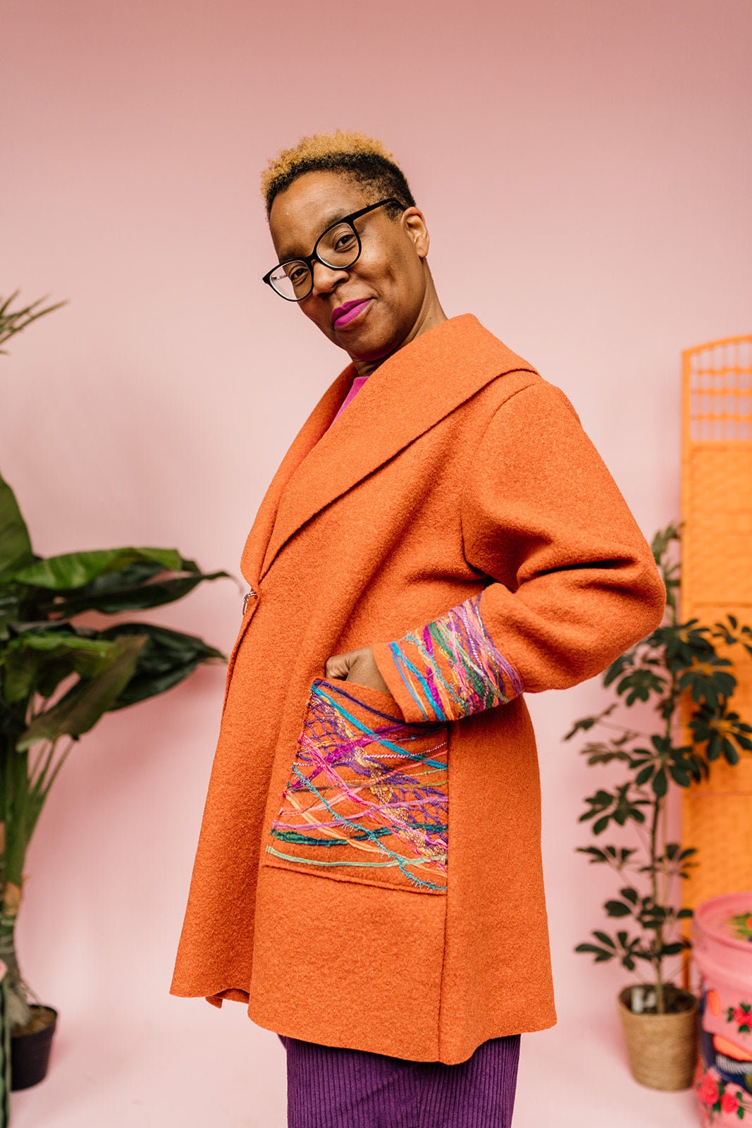 Embellished Short Wool Coat in Orange - Etsy